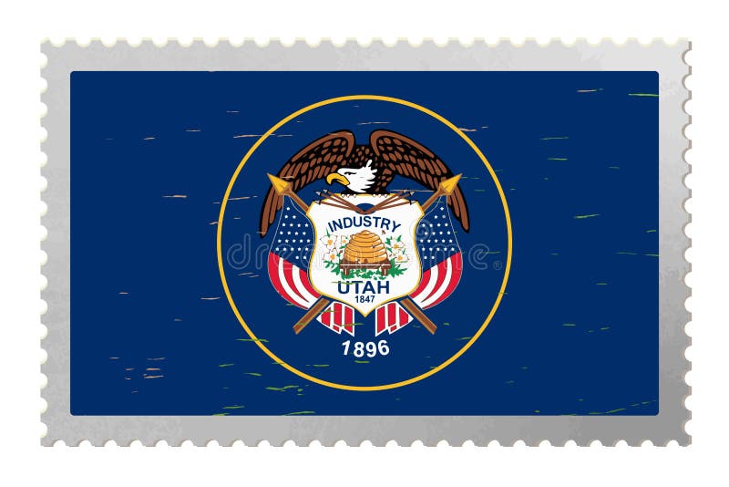 Utah US Flag on Old Postage Stamp, Vector Stock Illustration ...