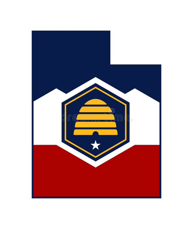 Utah Ut State Map Shape with New Flag Stock Vector - Illustration of ...