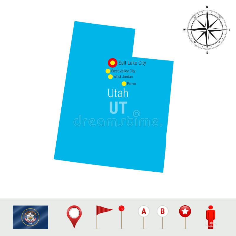 Utah Vector Map Isolated on White Background. High Detailed Silhouette ...