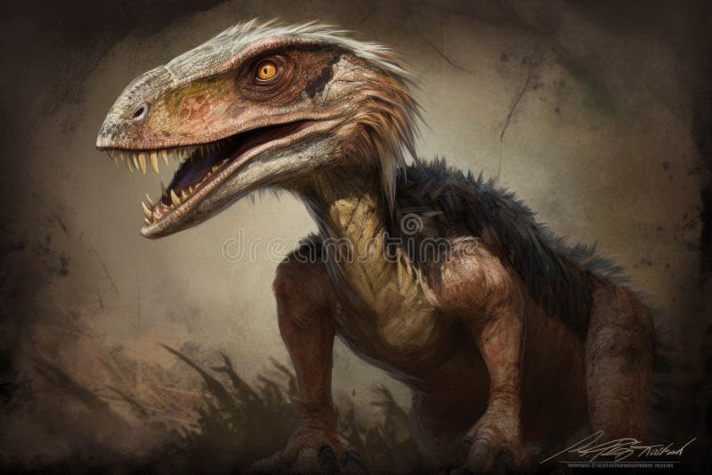 A Utahraptor a Large Raptor with Taloned Claws. Stock Illustration ...