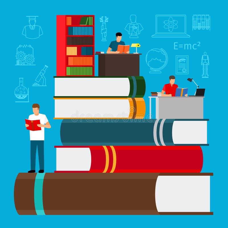 Utbildnings- Och Studiebegrepp Vektor Illustrationer - Illustration av ...