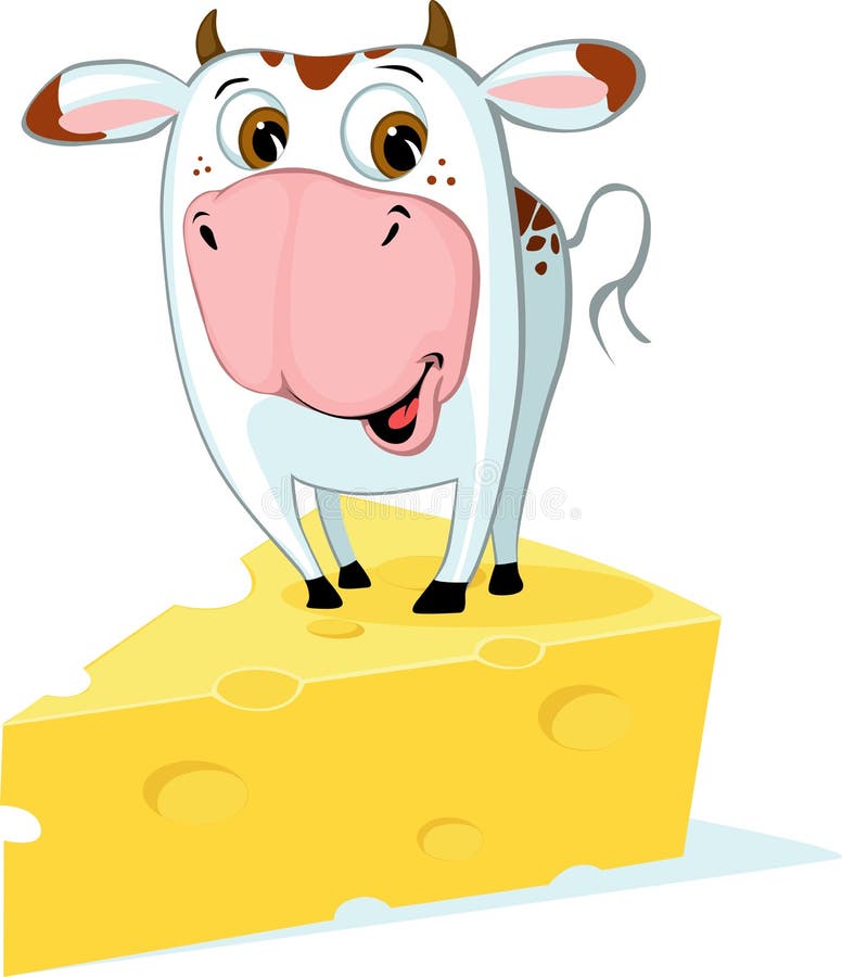 Ute Cow Standing on the Cheese - Funny Vector Cartoon Illustration ...