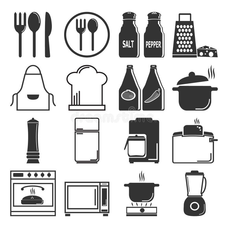 Utensil, Kitchenware Icon Set Illustration Stock Vector - Illustration ...