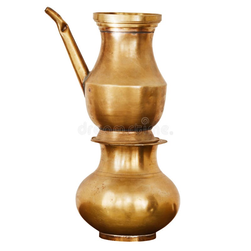 Teiera Di Rame Indiana Antica Con I Modelli Immagine Stock - Immagine ...