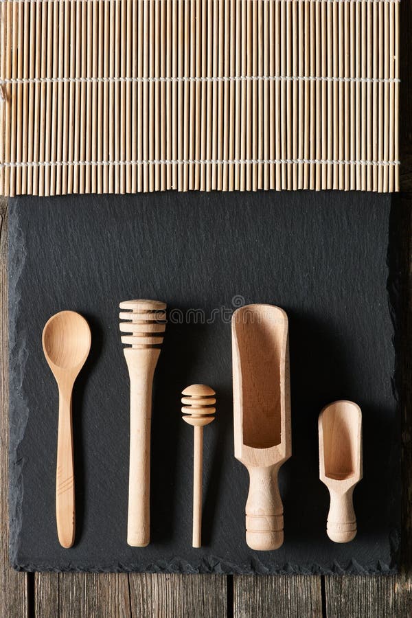 Utensilios De Madera De La Cocina Imagen de archivo - Imagen de ...