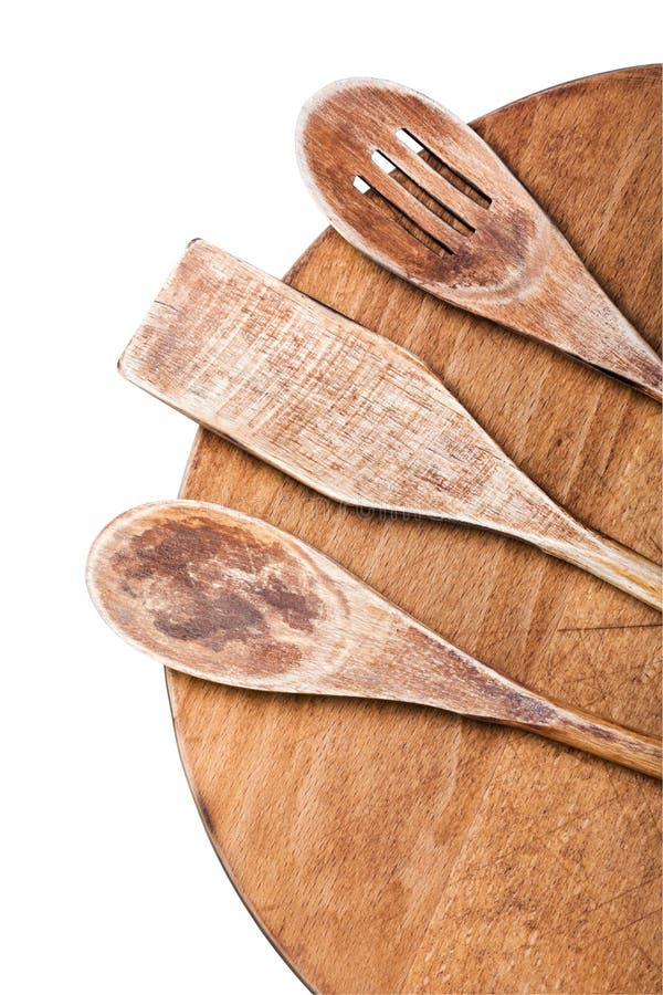 Utensilios De Madera De La Cocina Aislados Foto de archivo - Imagen de ...