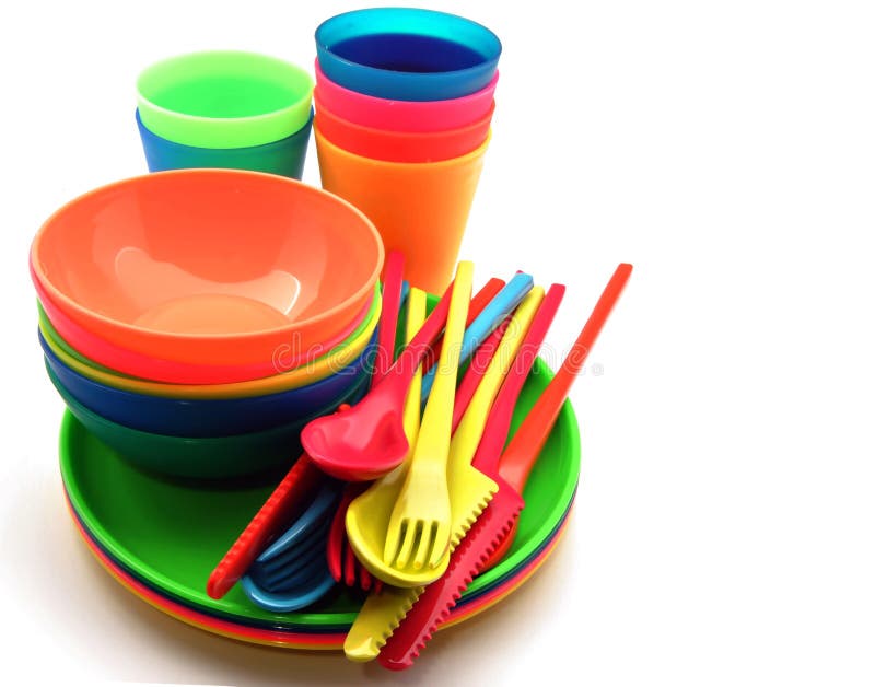 Utensilios plásticos imagen de archivo. Imagen de placas - 23290977