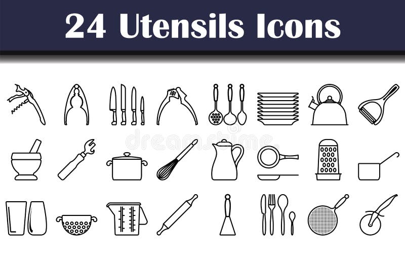 Utensils Icon Set stock vector. Illustration of group - 248243041