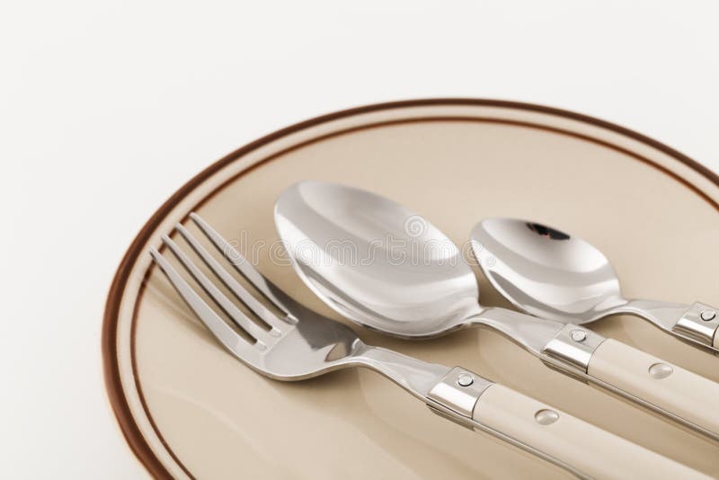 Plate and Utensils stock image. Image of spoon, isolated - 6591153