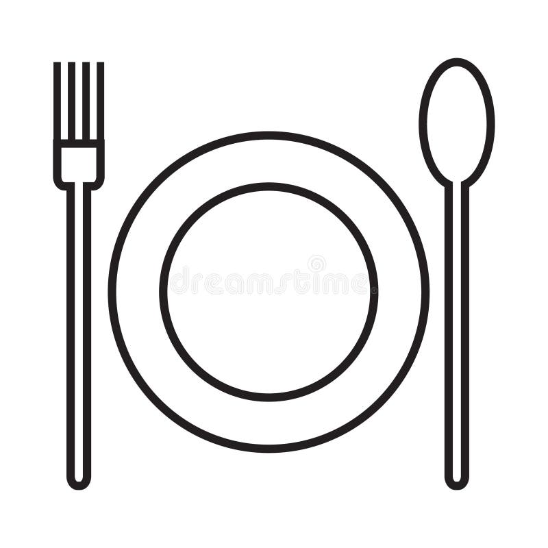 Utensils with Plate. Vector Illustration Decorative Design Stock Vector ...
