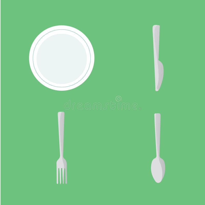 Utensils with Plate. Vector Illustration Decorative Design Stock Vector ...