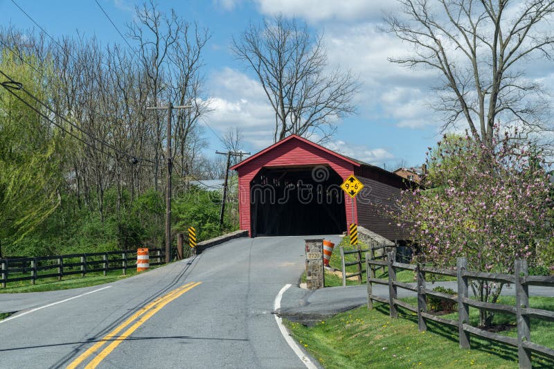 Utica Covered Bridge in Thurmont Maryland Stock Photo - Image of tree ...