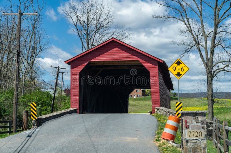 Utica Covered Bridge in Thurmont Maryland Stock Image - Image of wood ...