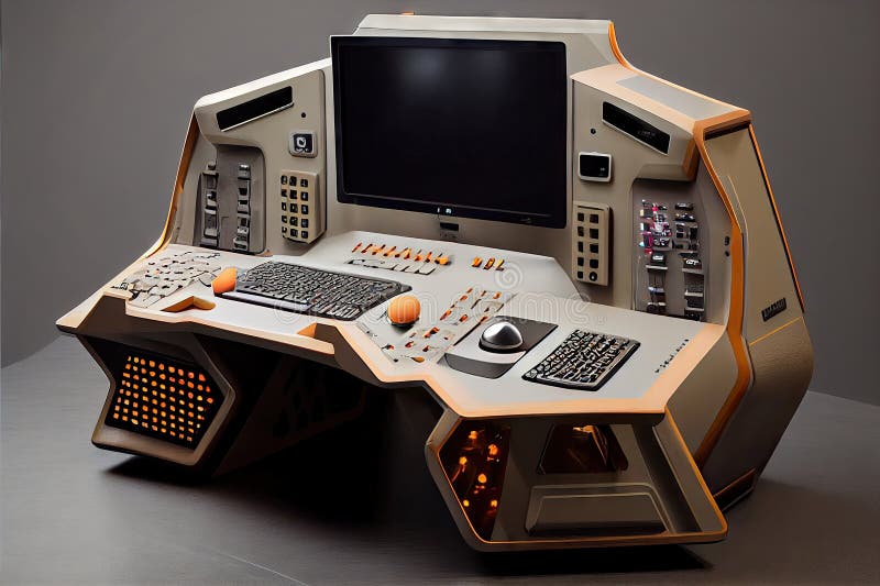 Utilitarian Gaming Desk with Powerful Computer and Ergonomic Keyboard ...