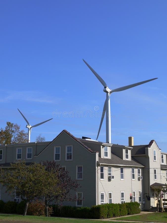 Utilities: Wind Turbines with Apartment Buildings Stock Photo - Image ...