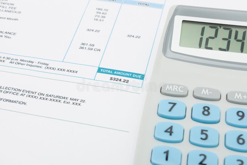 Utility Bill and Calculator Next To it Stock Photo - Image of document ...