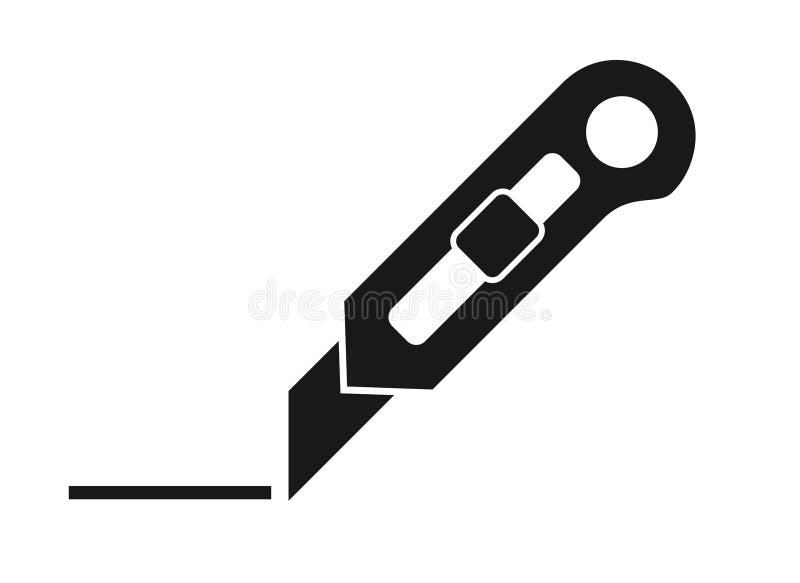 Utility Knife and Cut Line Vector Icon Stock Vector - Illustration of carton, work: 337528435