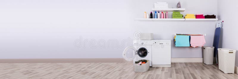 Utility Laundry Room Wall stock image. Image of iron - 235588153