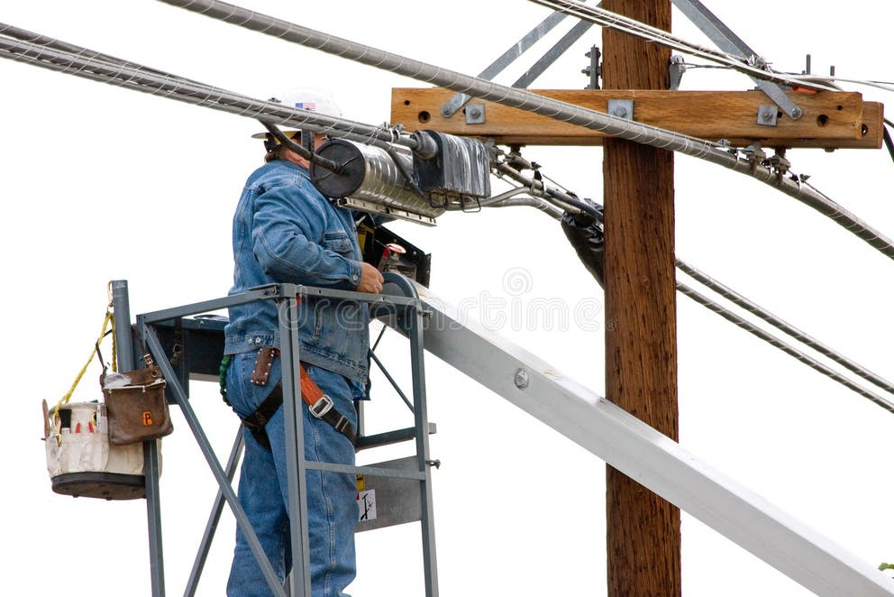 Utility line worker stock photo. Image of line, power - 3740178