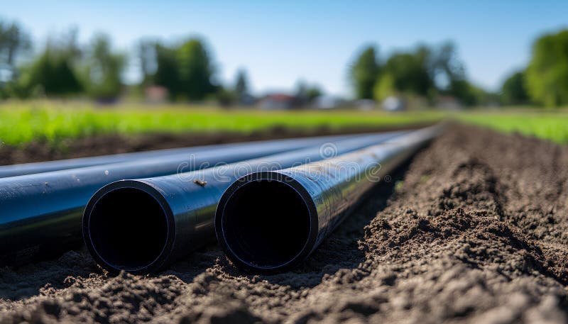 Utility Pipes are Being Laid in a New Suburban Development for Home ...