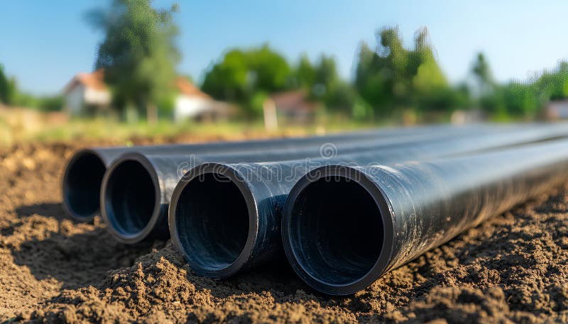 Utility Pipes are Being Laid in a New Suburban Development for Home ...