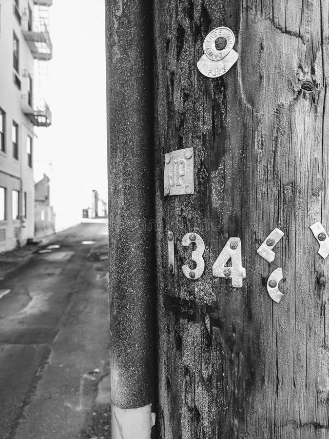 Utility stock image. Image of monochromatic, alley, buildings - 126065155