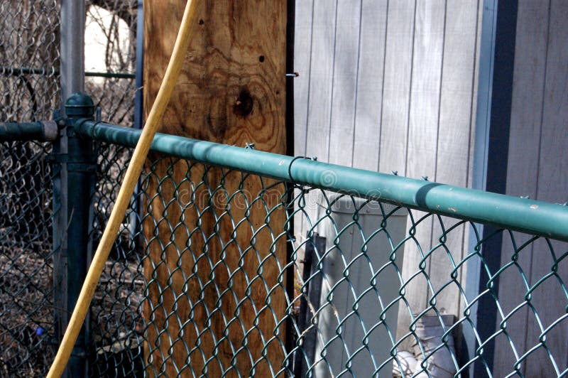 Utility Pole, Fence and Equipment in a Backyard Stock Image - Image of ...
