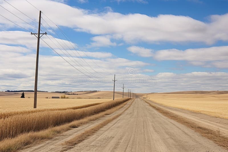 Utility Pole Line Running through a Rural Landscape Stock Illustration ...
