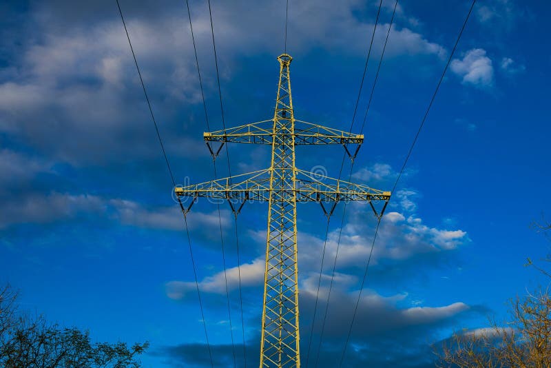 Utility Pole Over a Beautiful Background of a Cloudy Sky Stock Photo ...
