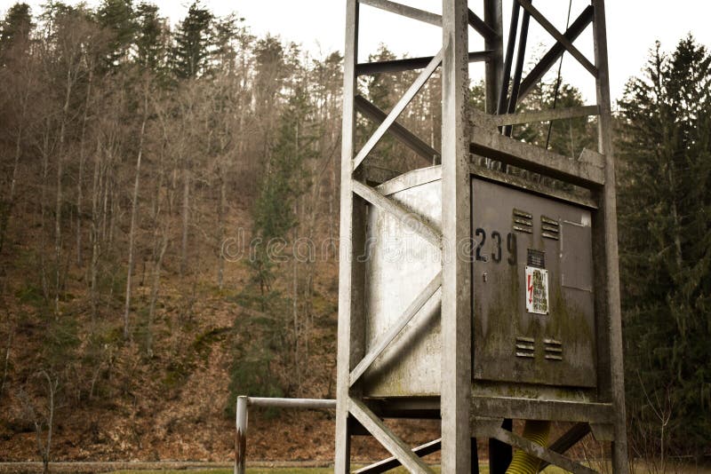 Utility Pole for Overhead Power Lines Surrounded by Trees Stock Image ...