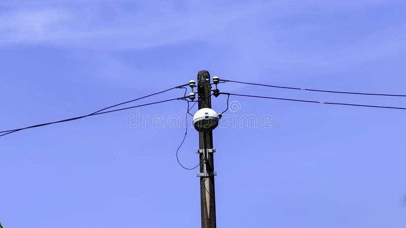 Utility Pole with Power Lines and Transformer Stock Photo - Image of ...