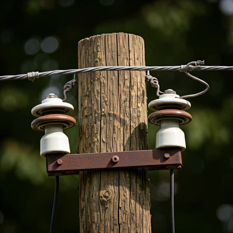 Close-Up of Utility Pole Wiring and Insulators Stock Illustration ...