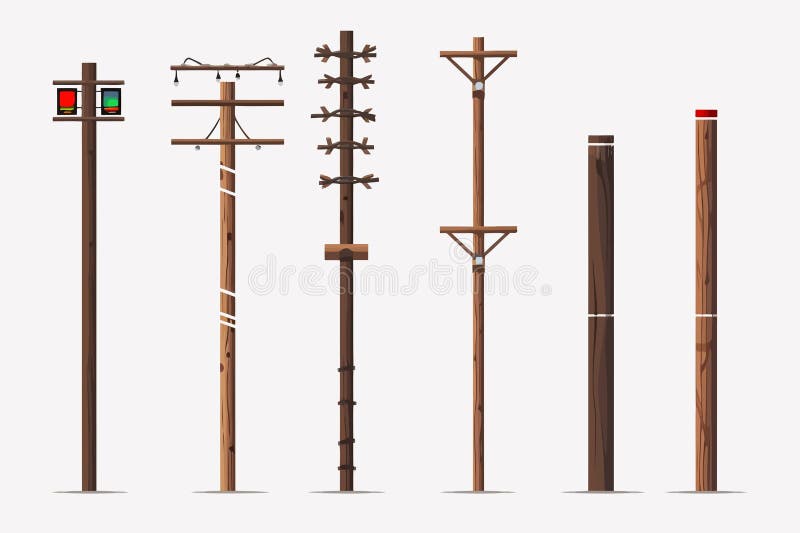 Utility Poles Set Vector Flat Minimalistic Isolated Illustration Stock ...