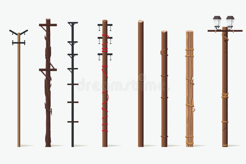 Utility Poles Set Vector Flat Minimalistic Isolated Illustration Stock ...