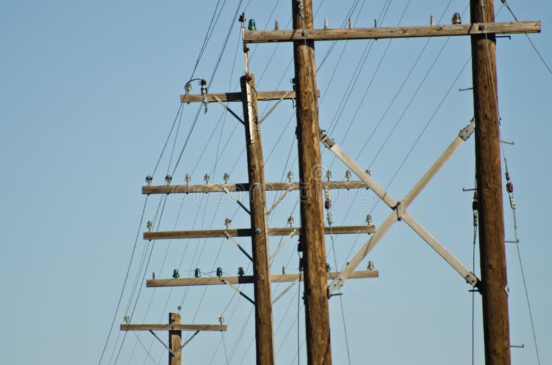 Utility Poles Standing in the Desert Stock Photo - Image of utility ...
