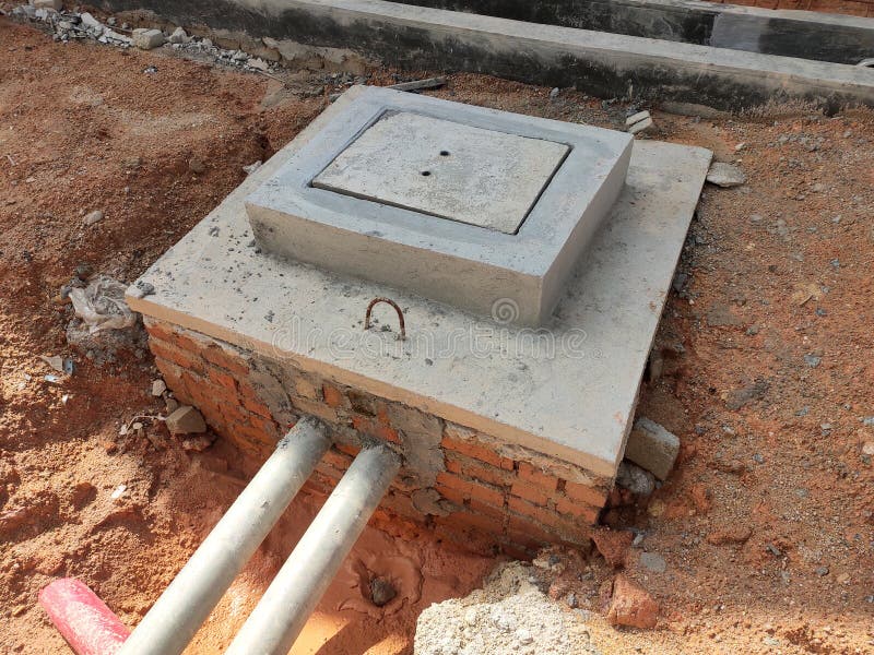 Utility Services Manhole and Underground Pipes Under Construction at ...