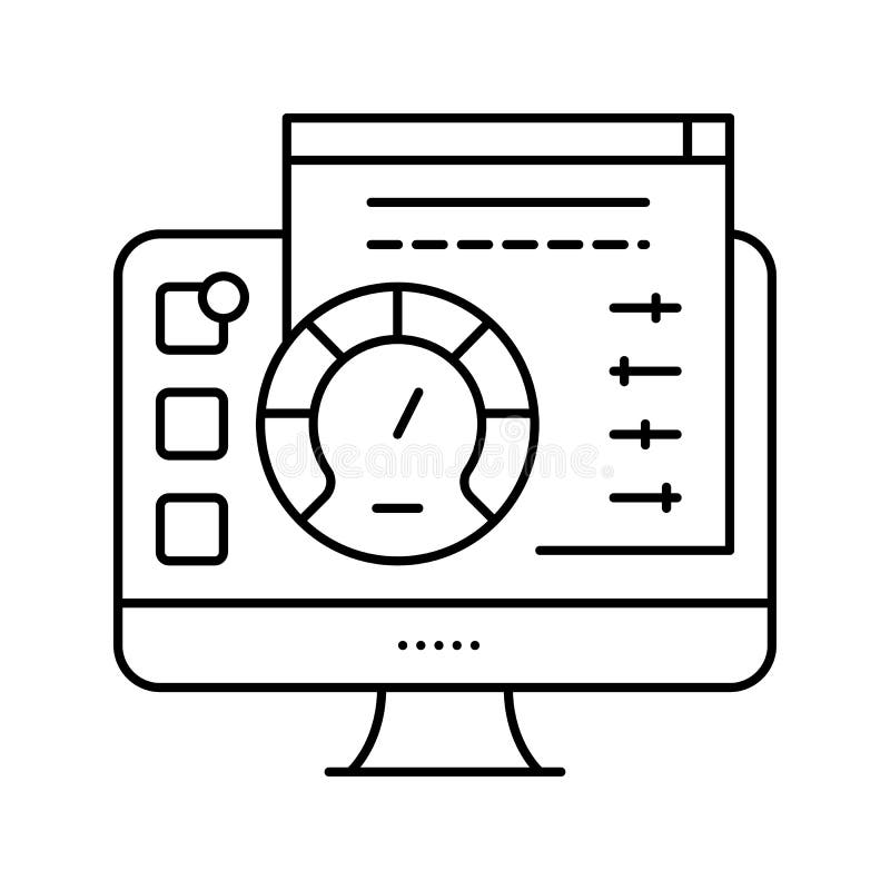 Software Erp Line Icon Vector Illustration Stock Vector Illustration Of Planning Processing