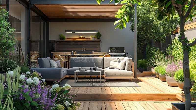 Utility Terrace Room Ambiance Stock Illustration - Illustration of ...