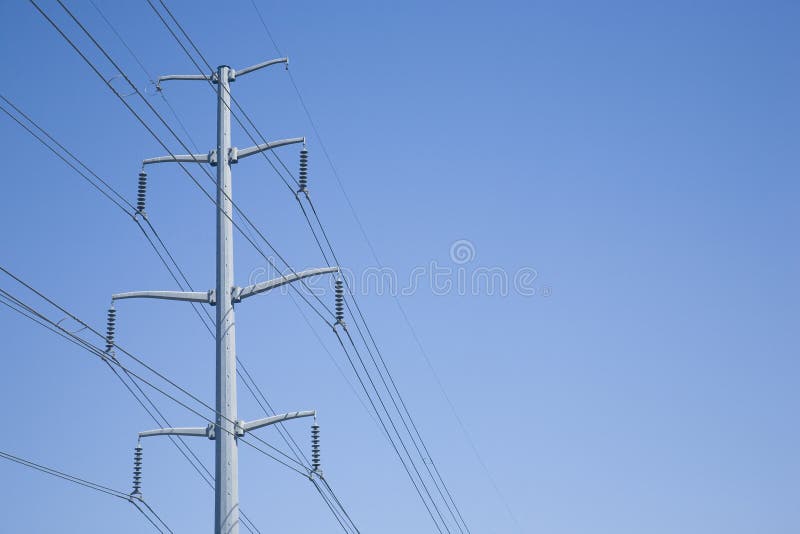 Utility Tower Against a Deep Blue Sky Stock Image - Image of pylon ...
