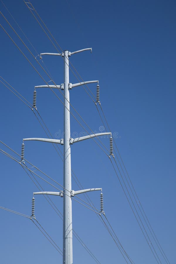 Utility Tower Against a Deep Blue Sky Stock Image - Image of pylon ...