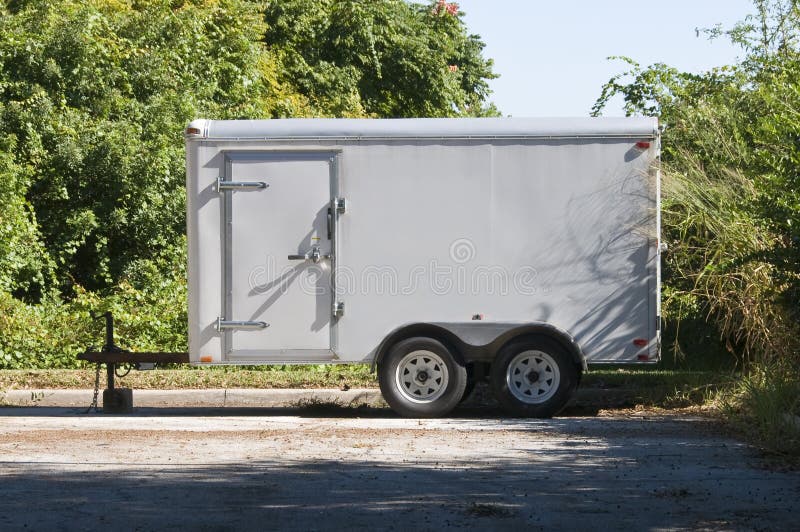 Yellow Moving Truck Pulling a Trailer Stock Image - Image of color ...
