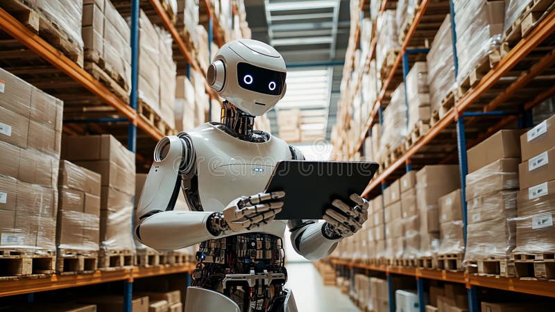 Advanced AI Robot Assistant Interacting with Medical Staff in Modern ...