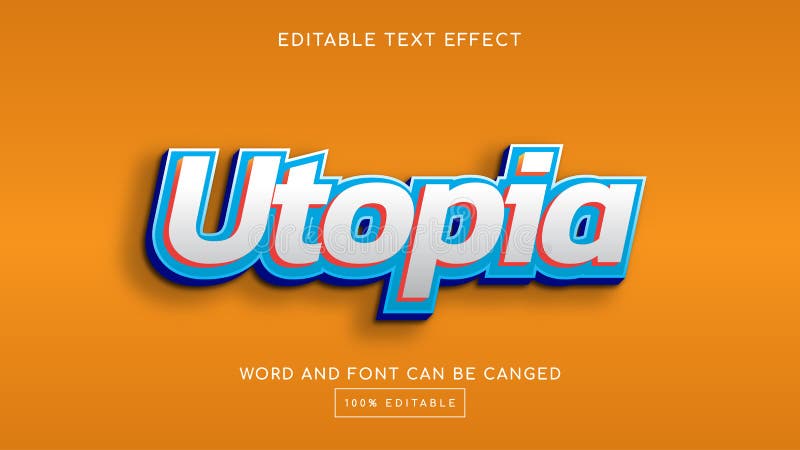 Utopia 3D Editable Text Effect Template Stock Vector - Illustration of ...