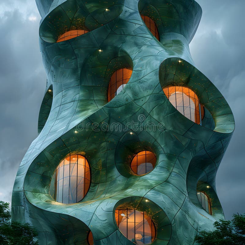 Utopian Lotus Leaf Skyscraper - Surreal Organic Architectural Wonder in ...