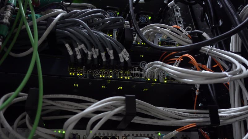 Utp Cables Big Server Rack. Network Cable Connecting on Network Gigabit ...