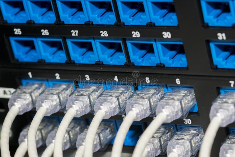 UTP - RJ45 Cables Connector Panel Stock Photo - Image of broadband ...