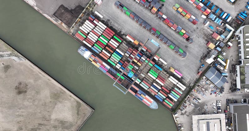 : Inland Shipping Container Terminal in Utrecht. Loading and Unloading ...