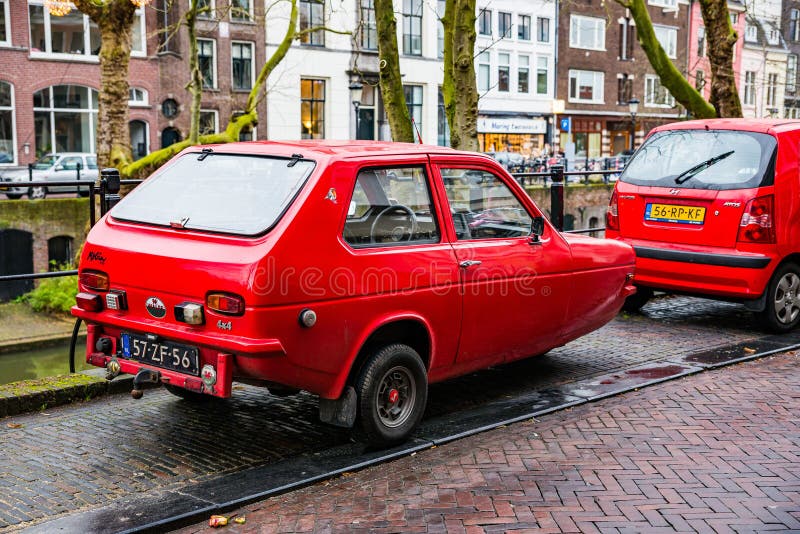 Utrecht, Netherlands - January 08, 2020. Old Three Wheels Red Car ...
