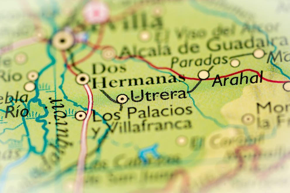 Utrera, Spain Highlighted on a World Map Stock Image - Image of country ...