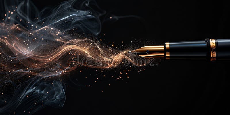 Uturistic Background with Glowing Pen Trail Stock Illustration ...